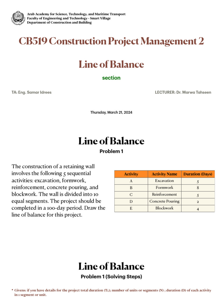 Line of Balance - Section | PDF | Structural Engineering | Building ...