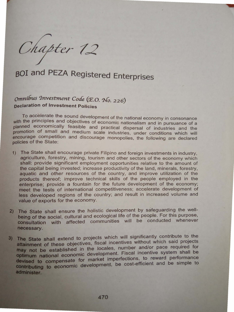 Chapter 12 Boi and Peza | PDF | Economies
