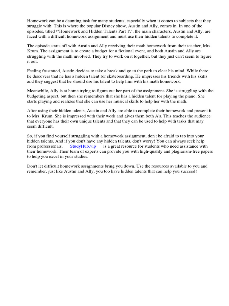 Austin and Ally Homework and Hidden Talents Part 1 | PDF
