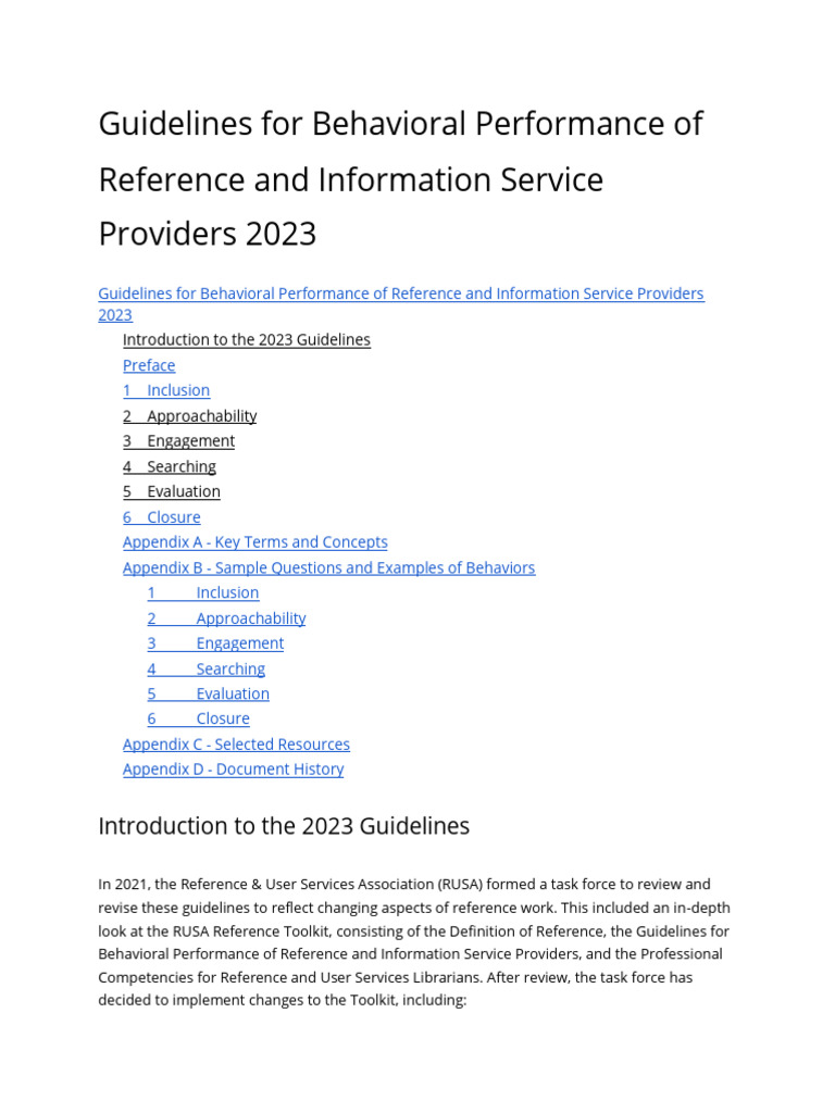 2023 Guidelines for Library Reference Services | PDF | Communication ...