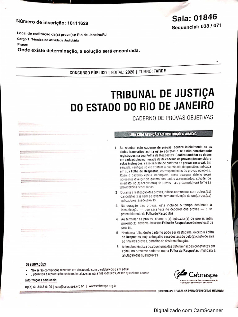 Prova Tecnico TJ RJ | PDF
