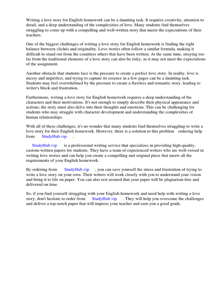 Love Story English Homework | PDF
