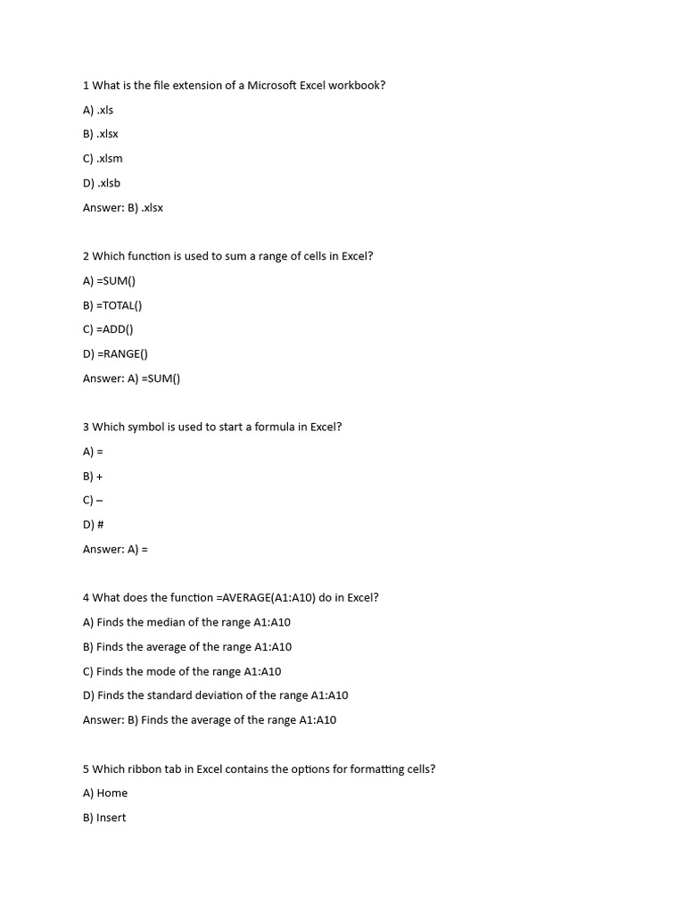 Excel and Tableau 70 MCQ | PDF | Microsoft Excel | Software
