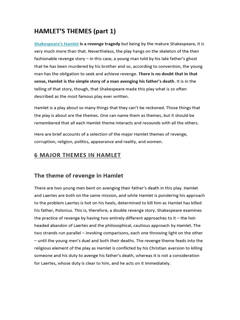Hamlet_themes (1) | PDF | Hamlet