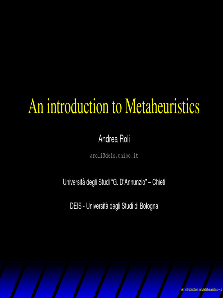 Tutorial Metaheuristics | PDF | Metaheuristic | Mathematical Optimization