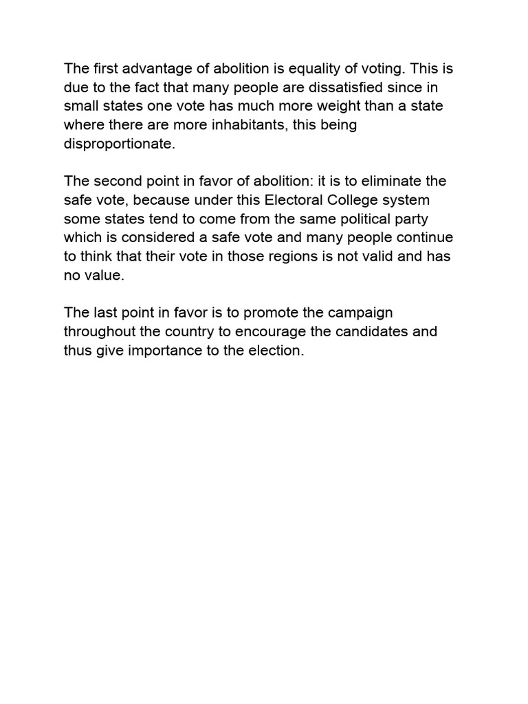 Pablo Martin Orozco 2.06A Should The Electoral College Be Abolished ... Pablo Martin Orozco 2.06A Should The Electoral College Be Abolished ...