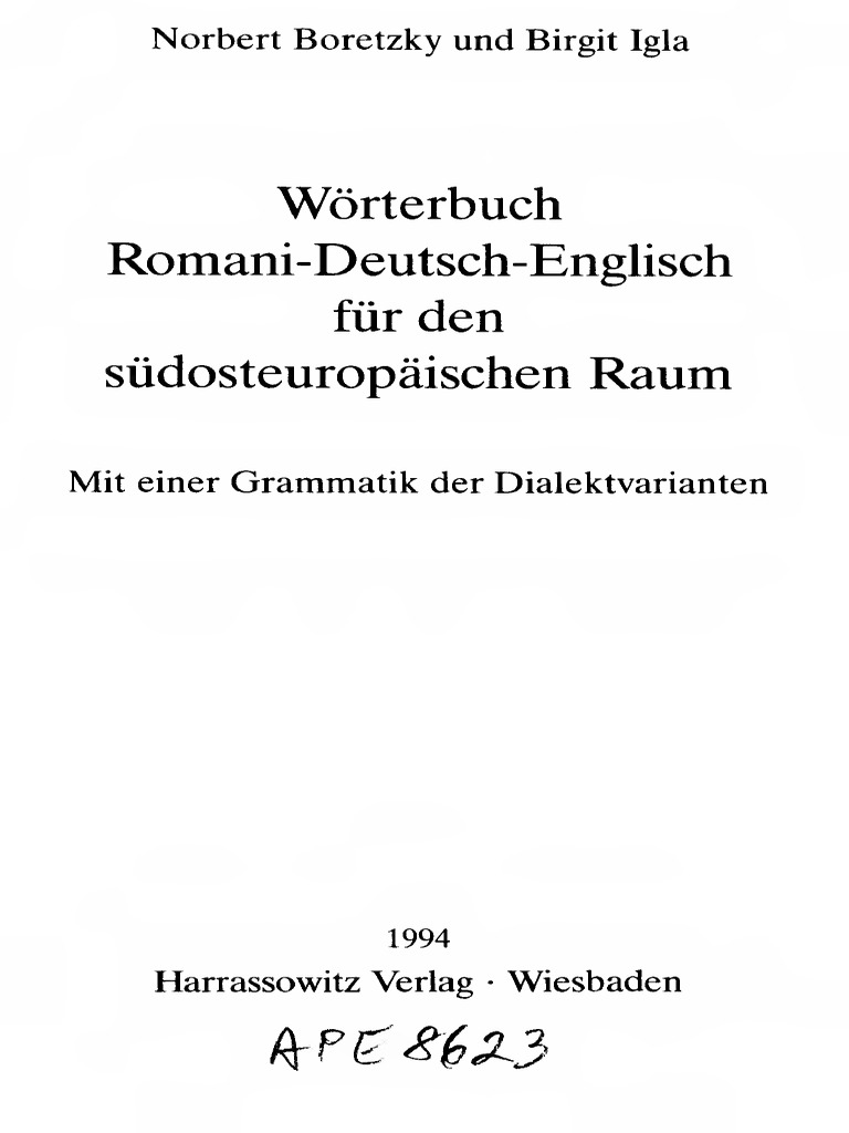 Romani-German-English Dictionary | PDF | Arabs | Semitic Words And Phrases