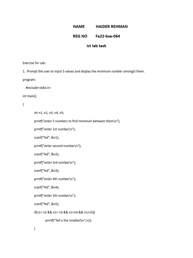 Lab Task C Programs Download Free Pdf Computing Software Engineering