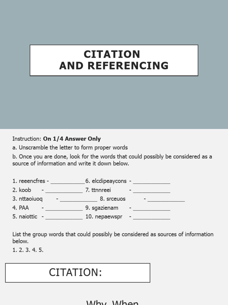 Tech Writ Lesson 8 Citation | PDF | Citation | Apa Style