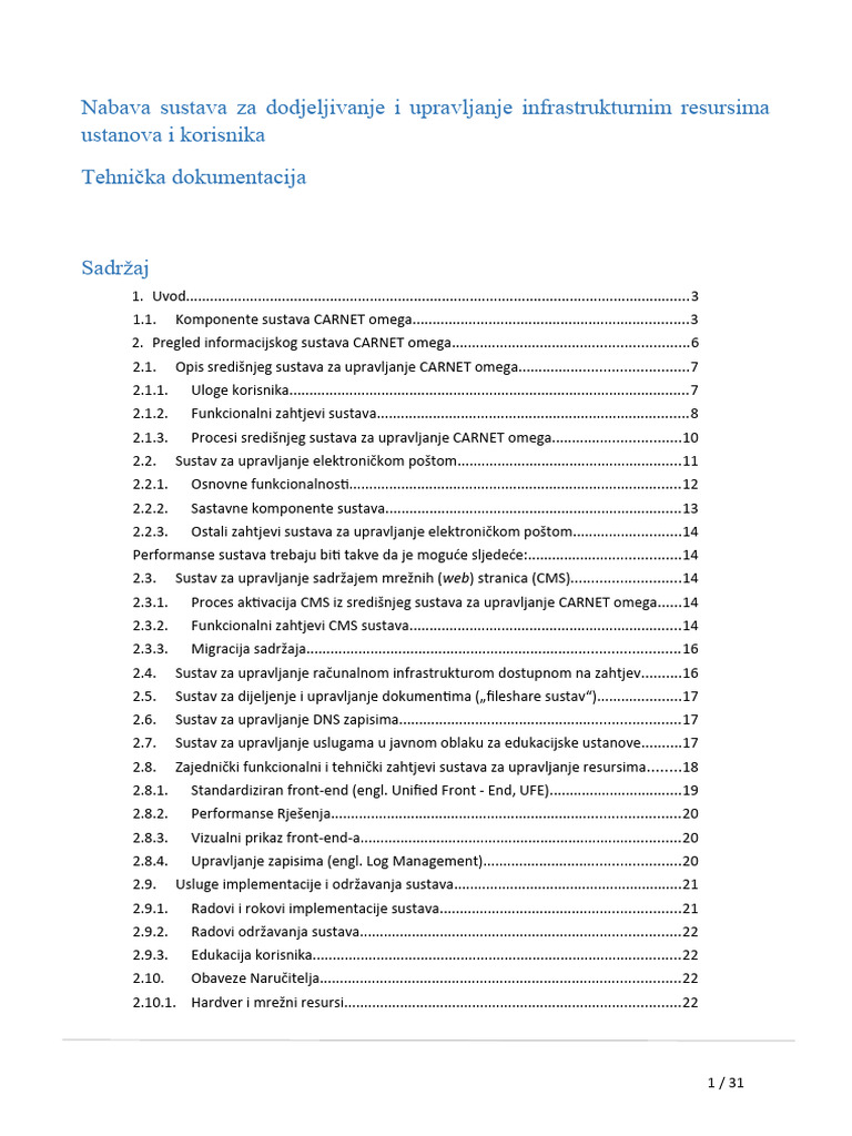 Omega Tehnicka Specifikacija | PDF