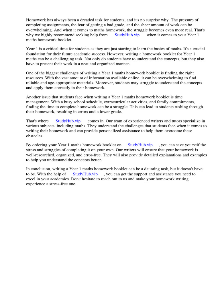 Maths Homework Booklet Year 1 | PDF | Books | Homework