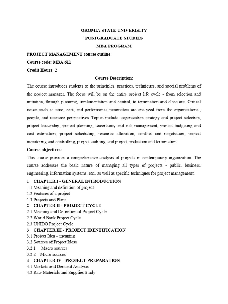 PM Outline | PDF | Project Management | Internal Rate Of Return