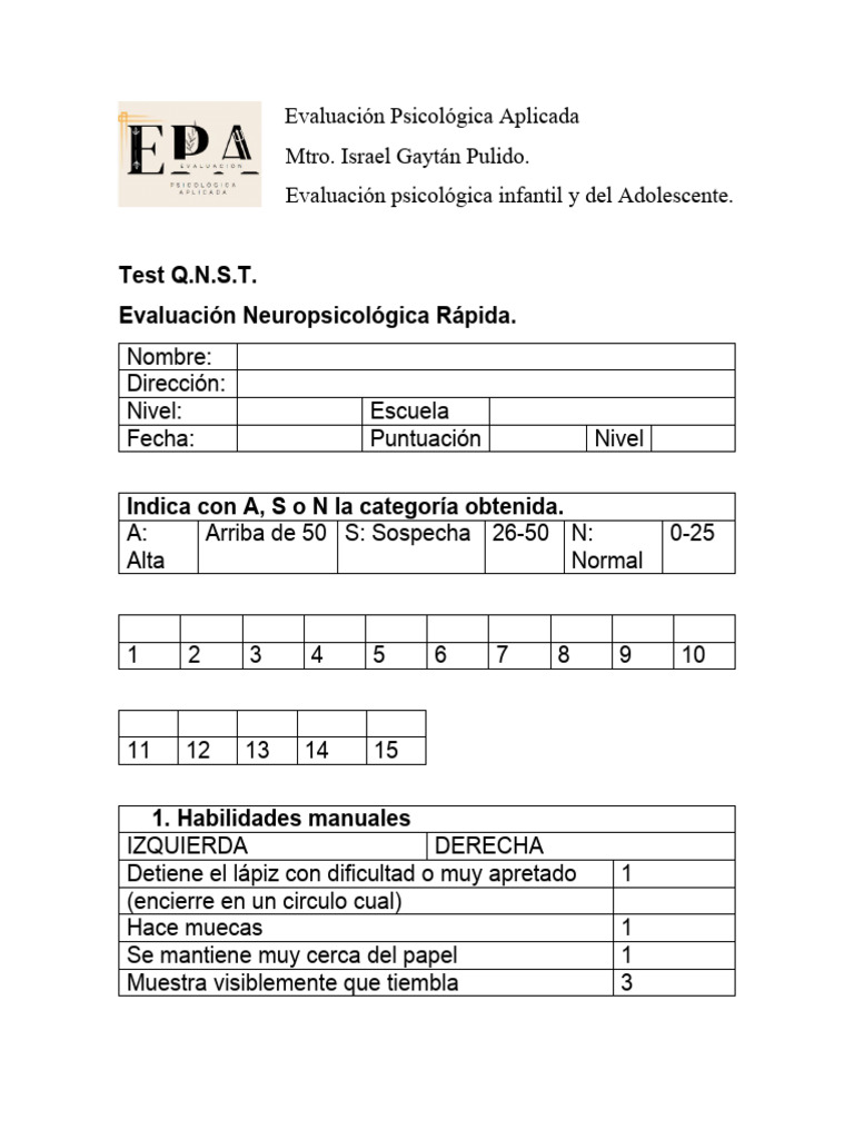 Evaluación Psicológica Infantil y Adolescente | PDF | Mano