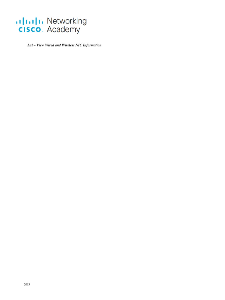 NIC Management Lab: Wired & Wireless | PDF | Network Interface ...
