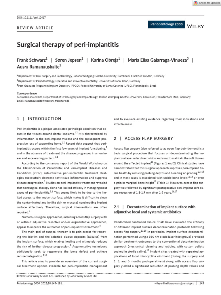 Periodontology 2000 - 2022 - Schwarz - Surgical Therapy of Peri ...