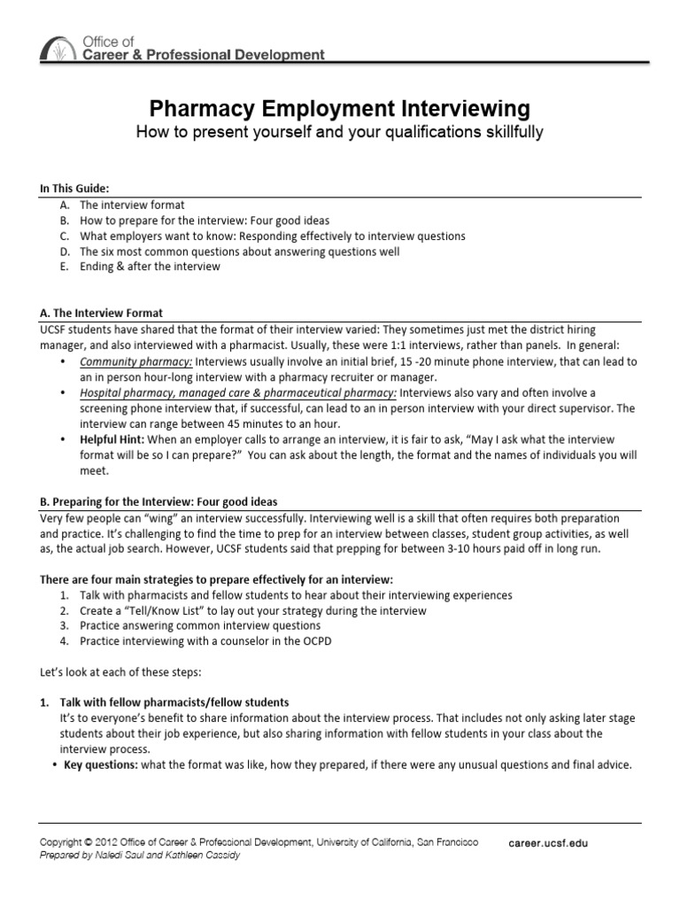 Pharmacy Employment Interviewing | Download Free PDF | Pharmacy | Interview