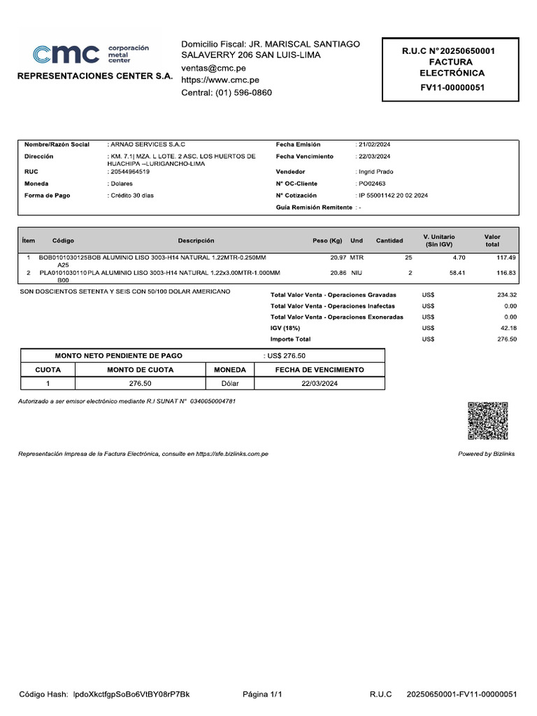 Fv11-00000051 Arnao Services | PDF
