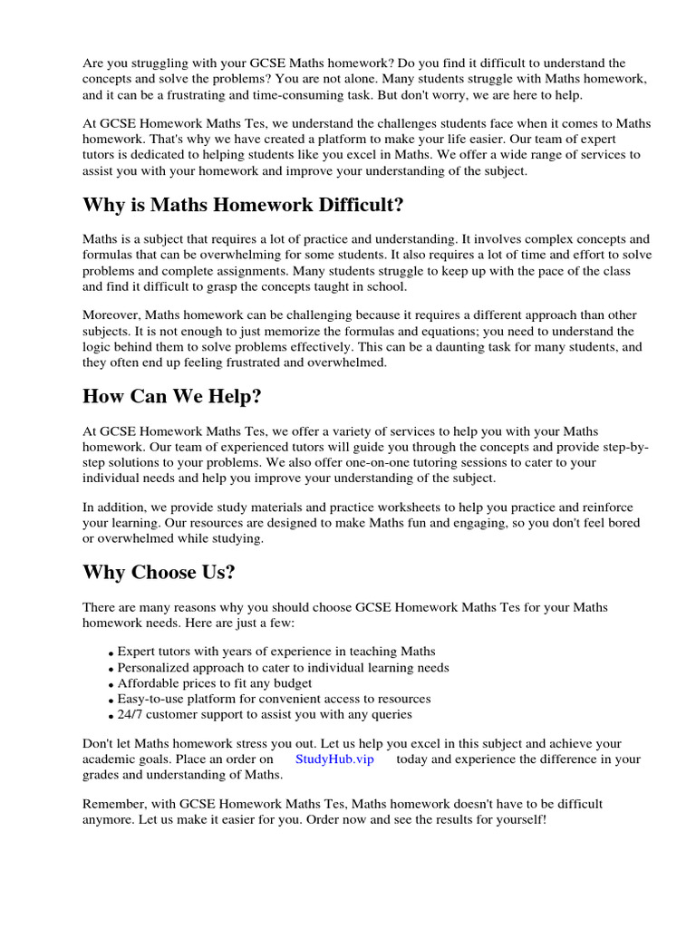 Gcse Homework Maths Tes | PDF | Mathematics | Homework