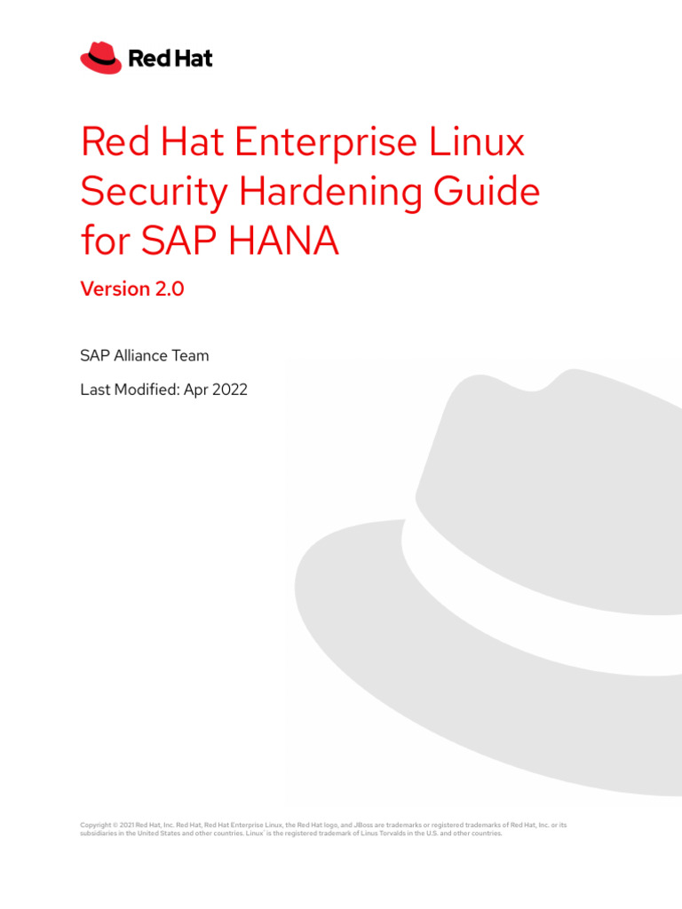 Red Hat Enterprise Linux Security Hardening Guide For Sap Hana 2.0 1 ...
