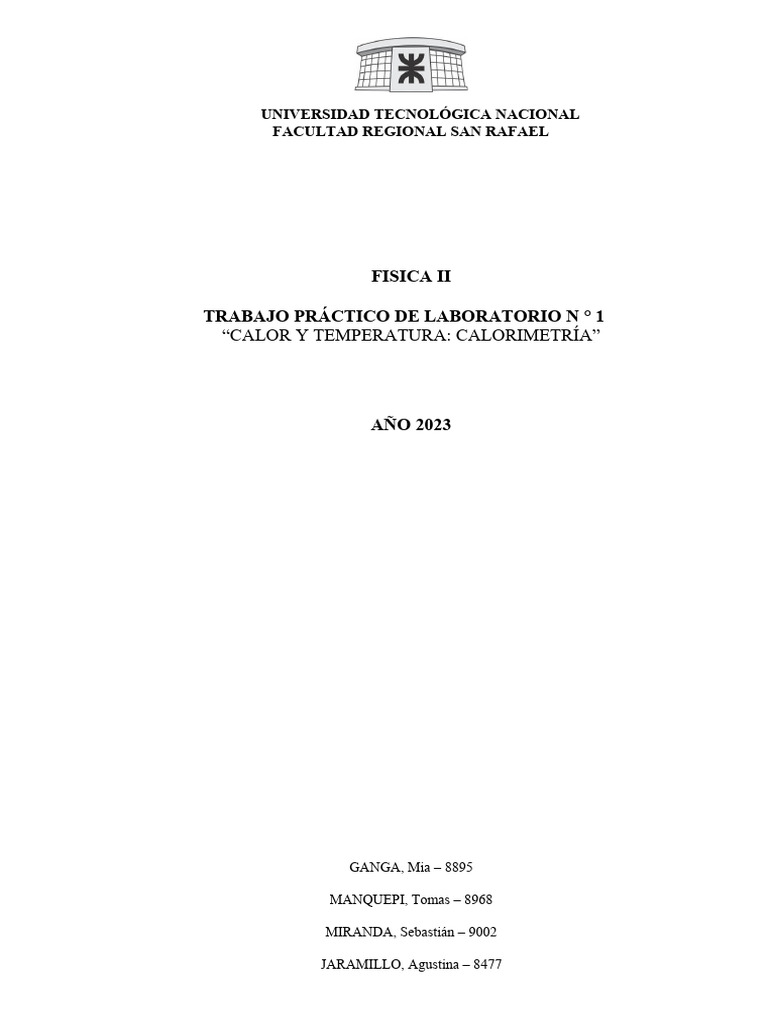 Informe De Laboratorio 1 Pdf Gases Expansión Térmica
