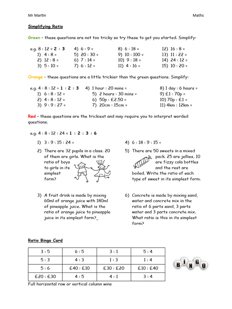 Differentiated Worksheet 4 | PDF | Ratio