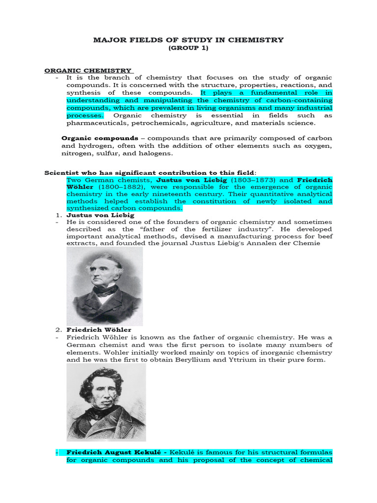 Major Fields of Chemistry Explained | PDF | Self-Improvement | Wellness