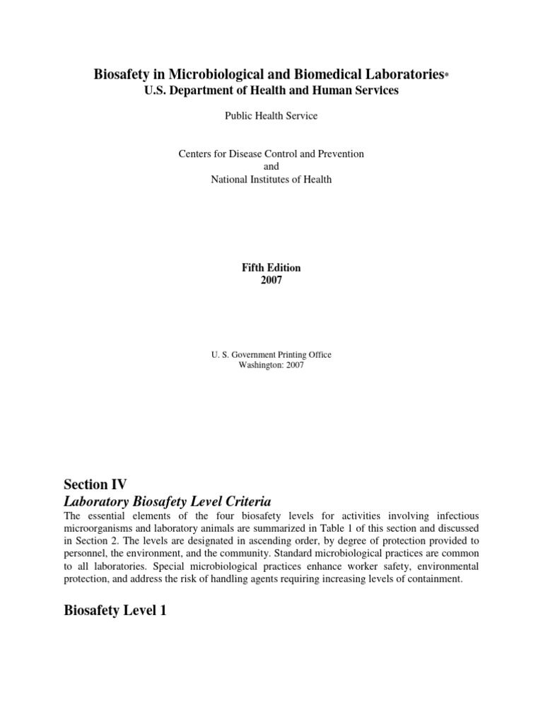 9 BMBL Criteria for BSL-1,2,3_0 | PDF | Personal Protective Equipment ...