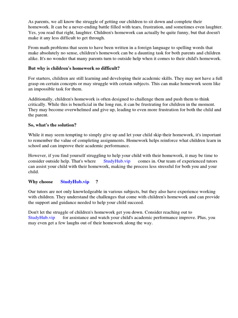 Childrens Homework Funny | PDF