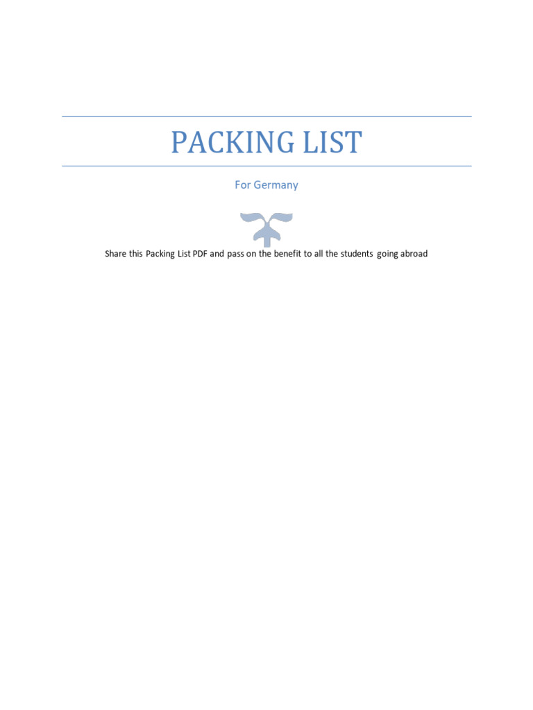 Germany Packing List for Students | PDF | Usb Flash Drive