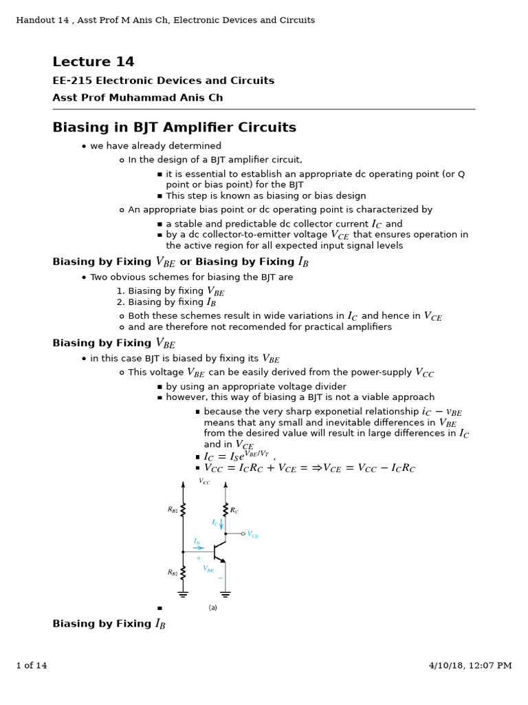 13. Handout (6.7) | PDF | Bipolar Junction Transistor | Electrical Engineering