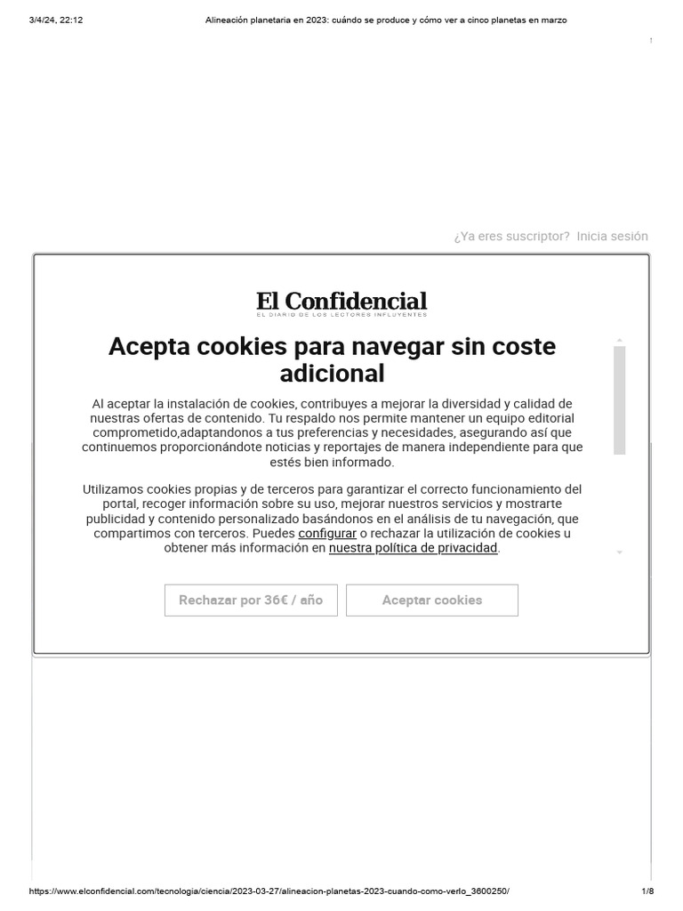 Alineación planetaria en 2023_ cuándo se produce y cómo ver a cinco planetas en marzo | PDF ...