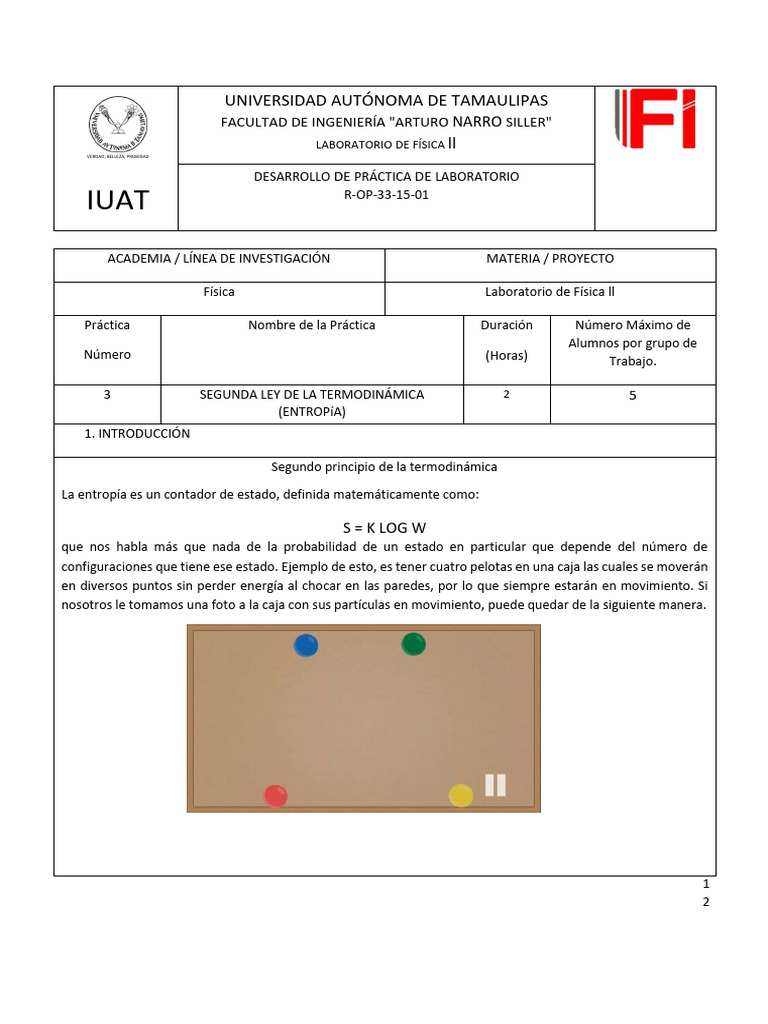 PRACTICA (3) Lab FisicaII MirandaGomez - JoseEduardo | PDF | Entropía | Termodinámica