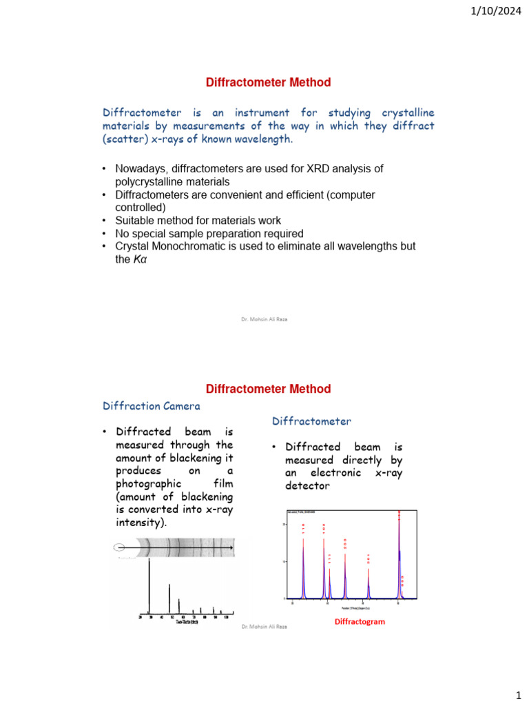 Diffractometer and Detectors-Slides | Download Free PDF | Diffraction | X Ray Crystallography