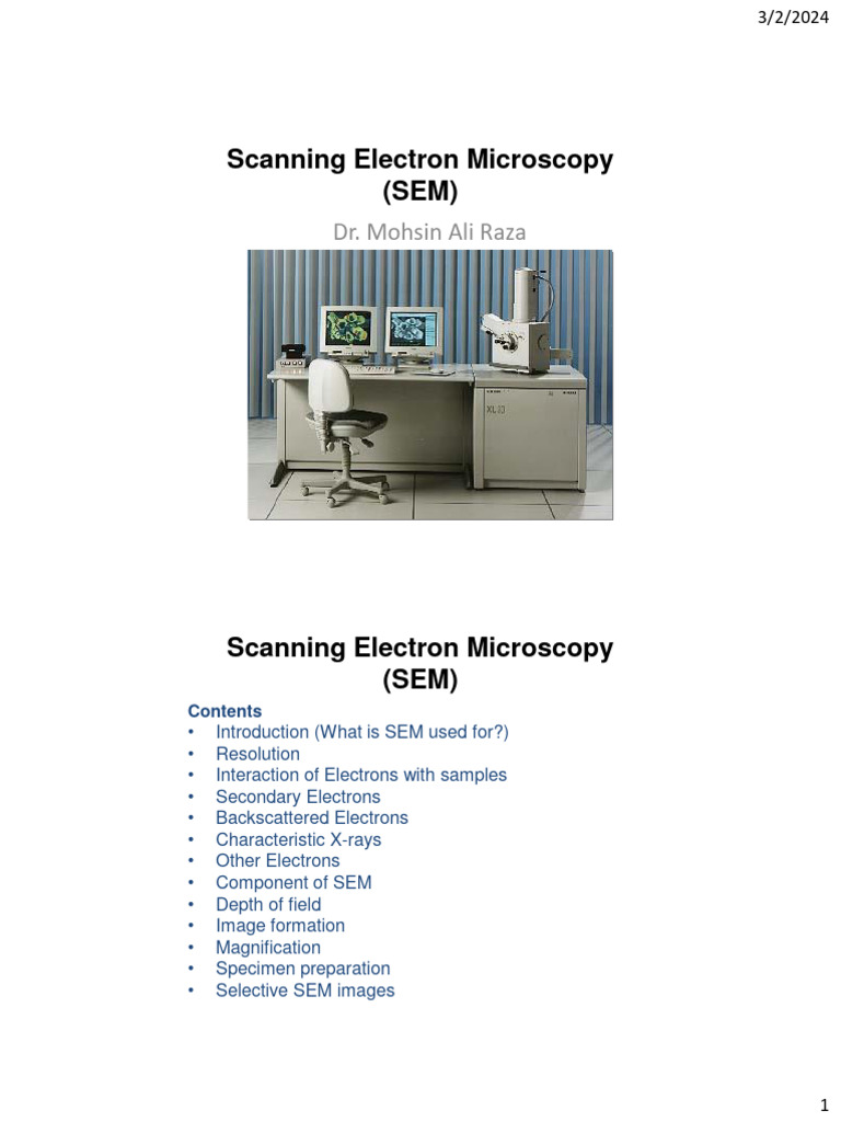 Scanning Electron Microscopy (SEM) Handouts | PDF | Scanning Electron Microscope | Microscope