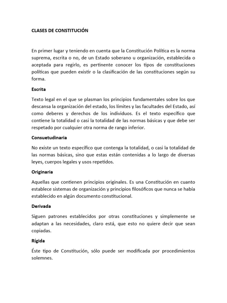 Clases De Constitución Pdf Constitución Estado Política