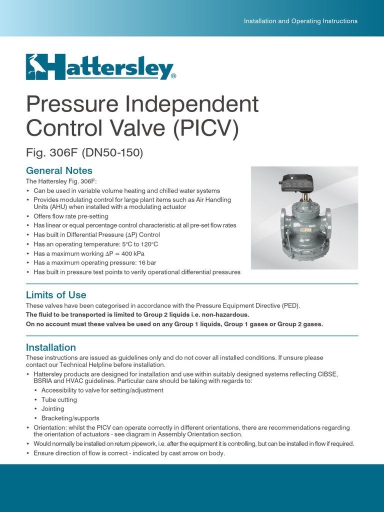 Fig 306F PICV Hattersley IOM 0221 | PDF | Valve | Pump