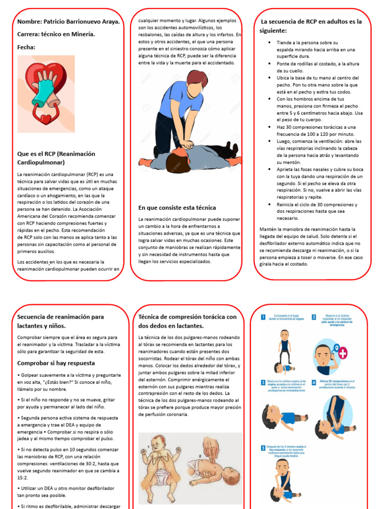 Triptico RCP | PDF | Reanimación cardiopulmonar | Emergencias Médicas