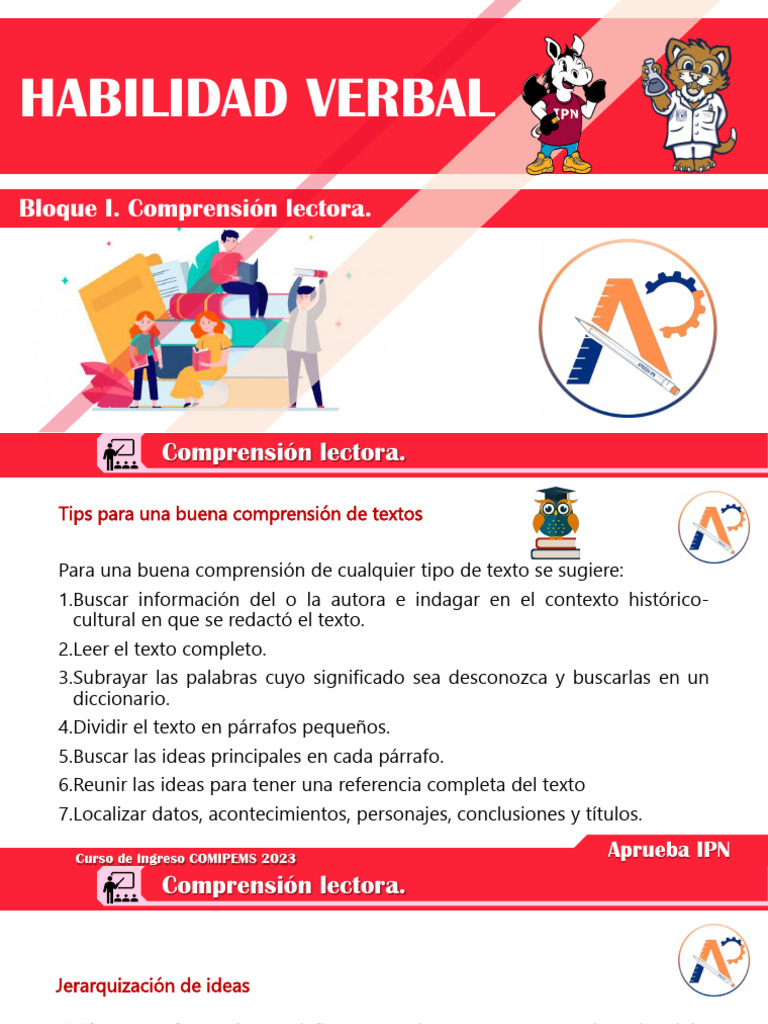 Ed. Habilidad Verbal y Español. Curso Comipems 2024 | PDF | Predicado (Gramática) | Comprensión ...