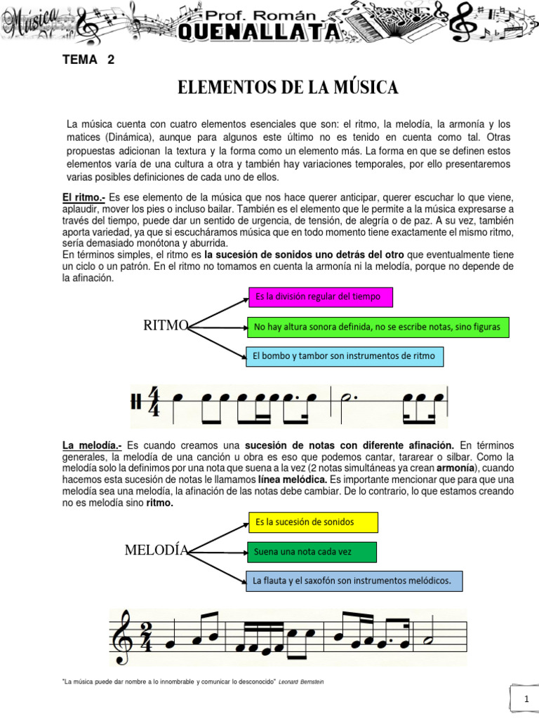 Elementos de La Música | PDF | Melodía | Ritmo