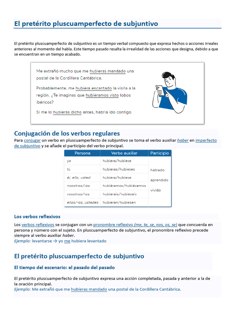 Preterito Pluscuamperfecto de Subjuntivo | PDF | Verbo | Oración ...