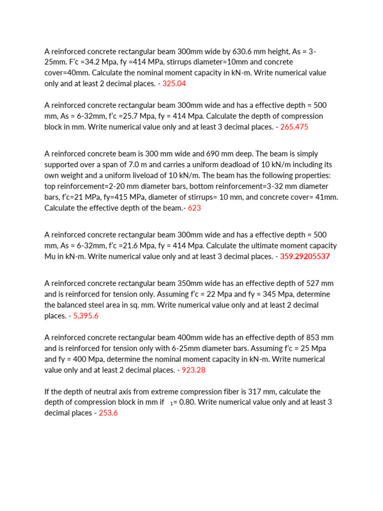 A Reinforced Concrete Rectangular Beam 300mm Wide by 630 | PDF | Column ...