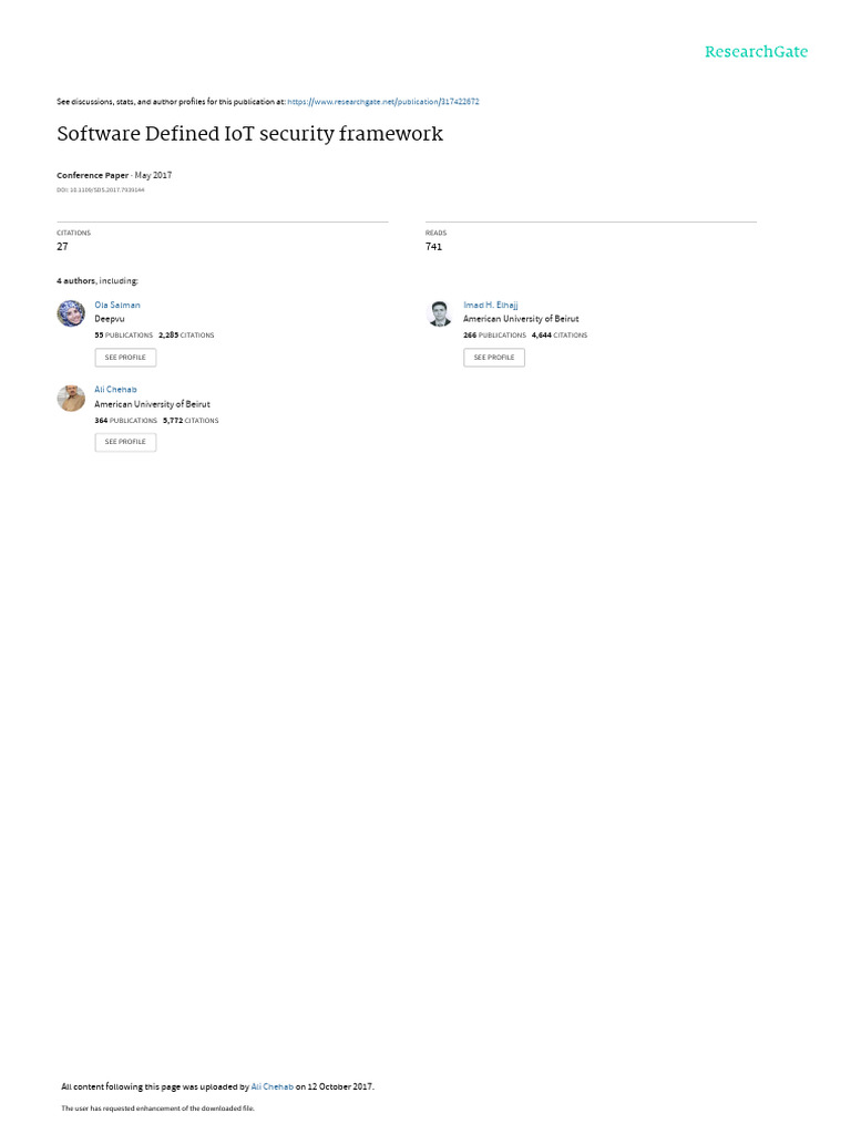 Software defined iot security framework; - article | PDF | Internet Of Things | Computer Network