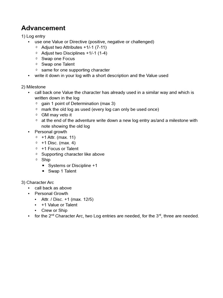 Character Advancement and Acclaim Guide | PDF