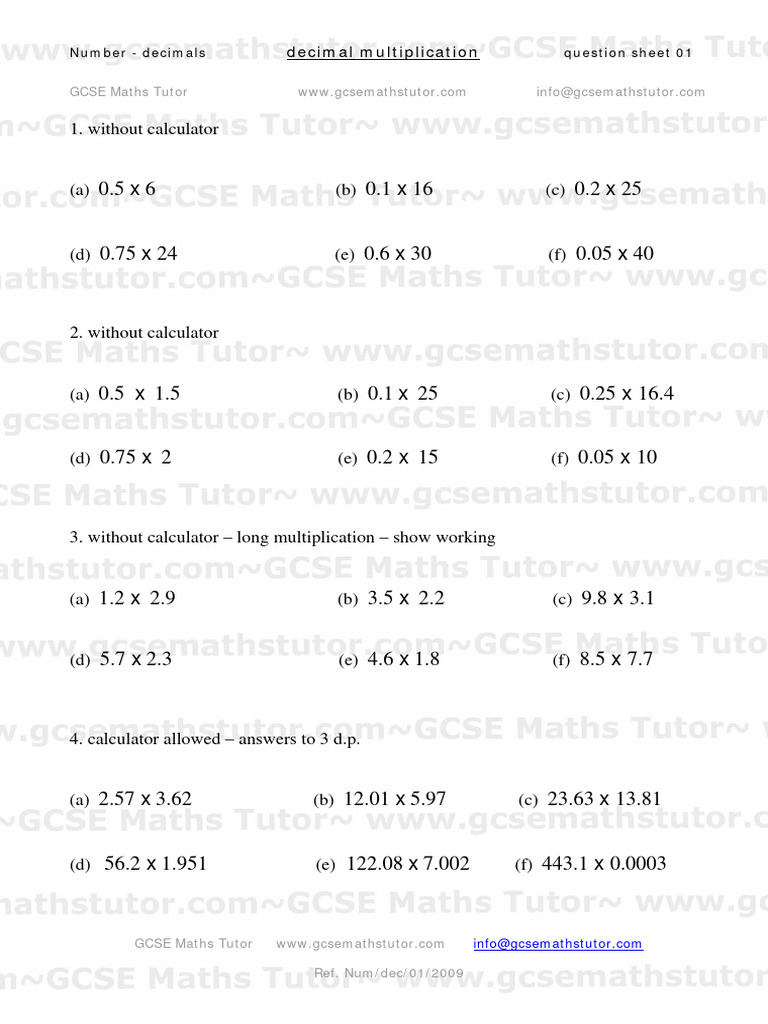Num Dec01 Mult 01QA PW | PDF | Teaching Methods & Materials