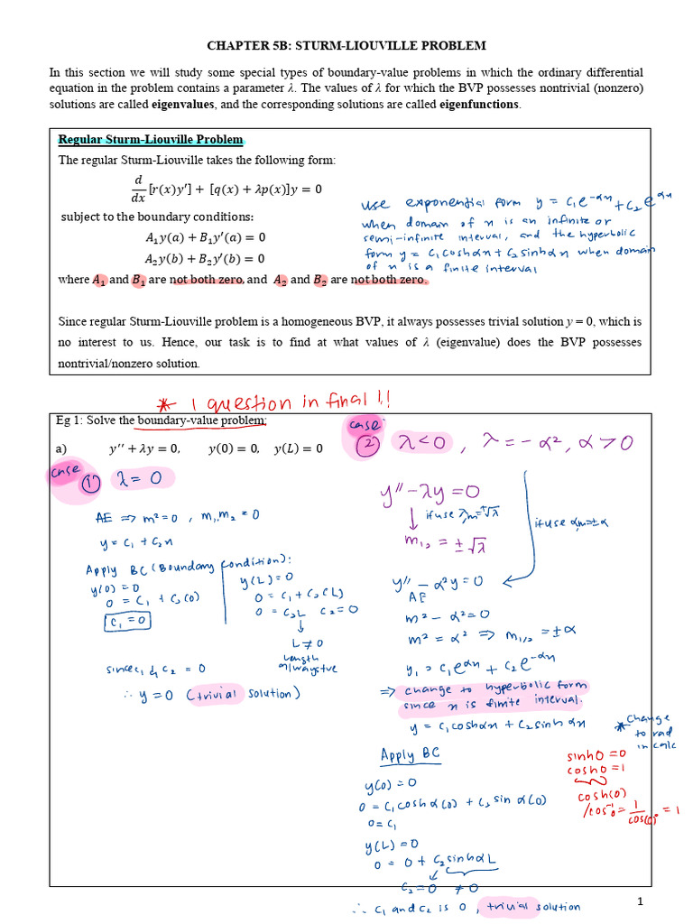 Chap 5B - Sturm Liouville | PDF | Mathematical Objects | Multivariable ...