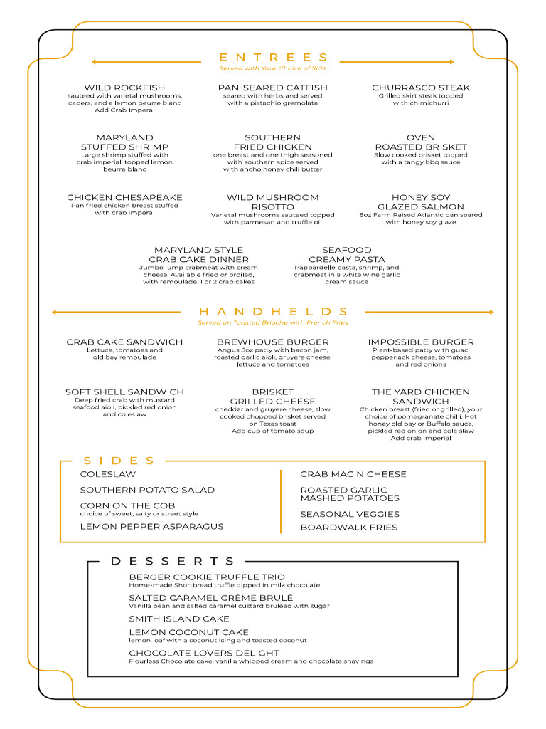 FULL Maryland Yards Dinner Menu | PDF