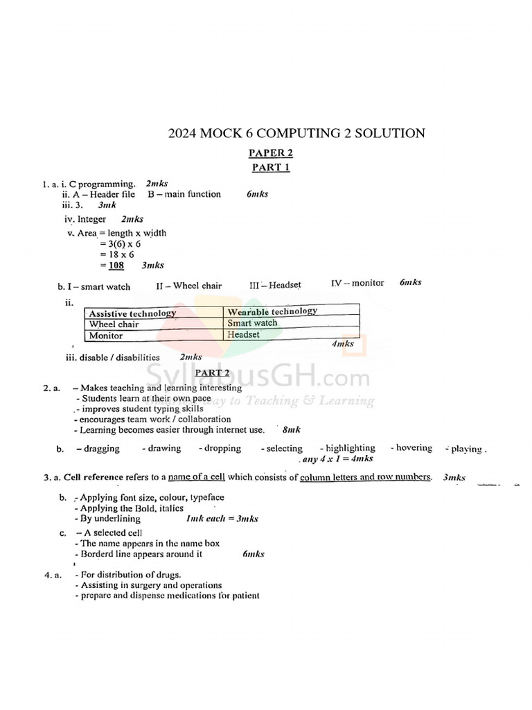 2024 Mock 6 Computing 2 Solution | PDF