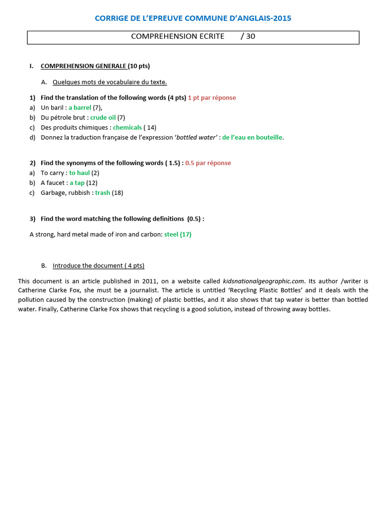 Corrige DNB Anglais 2015 | PDF