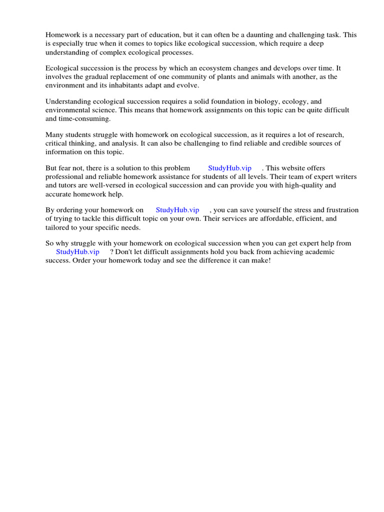 Homework Ecological Succession | PDF | Ecology | Ecosystem