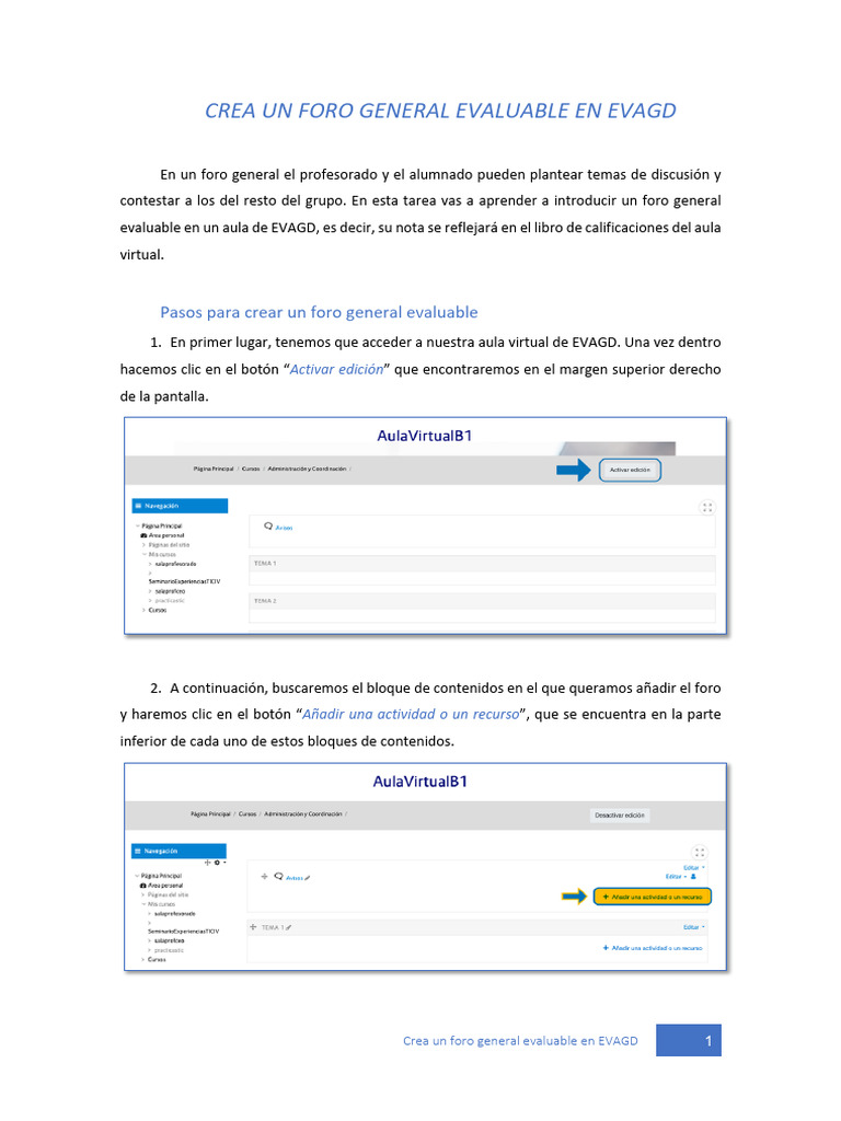 Crea Un Foro General Evaluable en EVAGD | PDF | Ventana (informática) | Software